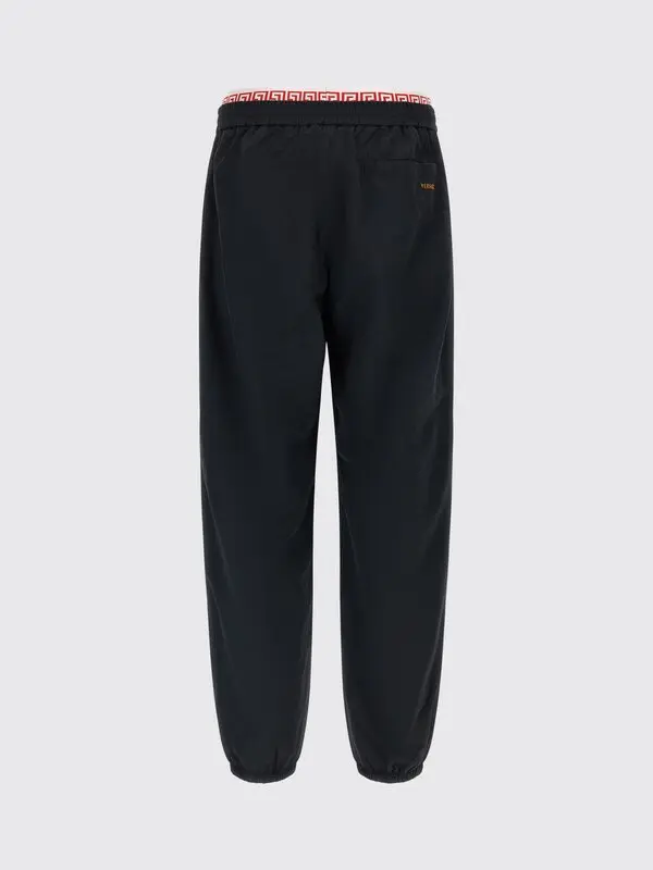 Versace Technical Fabric Jogging Trousers With Greca Logo Elasticated Waistband
