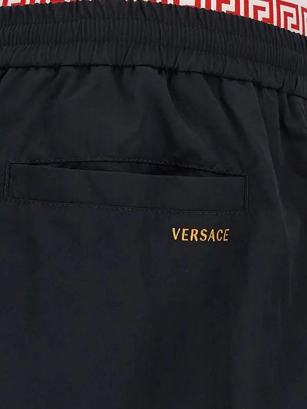Versace Technical Fabric Jogging Trousers With Greca Logo Elasticated Waistband
