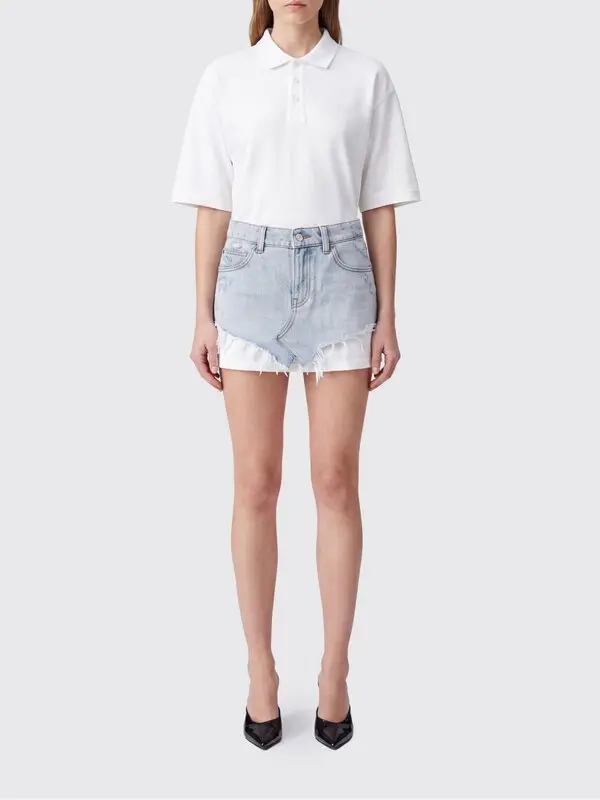 Alexander Wang Bi Double-layer Cotton Mini Shirtdress With Classic Collar
