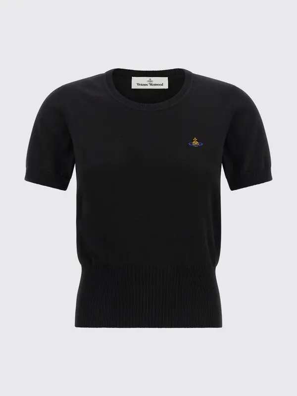 VIVIENNE WESTWOOD Slim Fit Cotton Cashmere Jumper With Orb Logo - Black