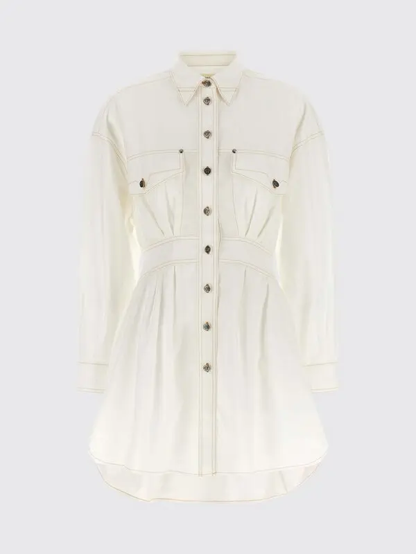Versace Slim Fit Cotton Poplin Mini Shirtdress With Patch Pockets