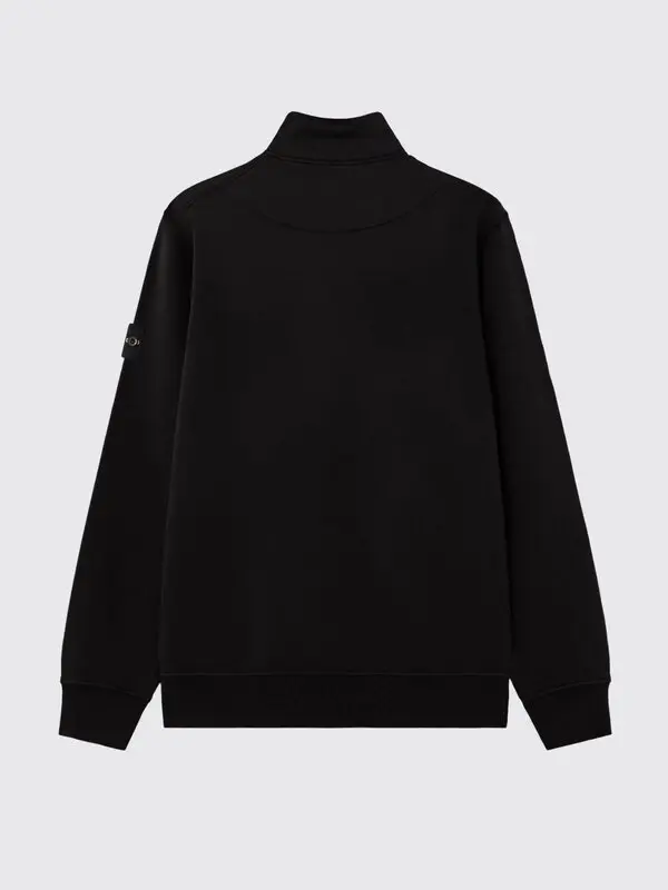 Stone Island Half-zip Cotton Sweatshirt With Compass Logo - Black