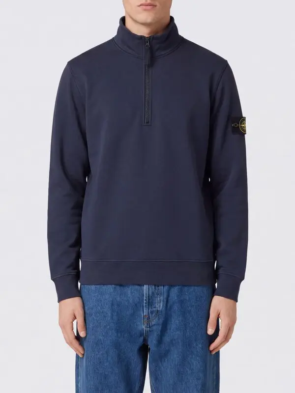 Stone Island Half-zip Cotton Sweatshirt With Compass Logo