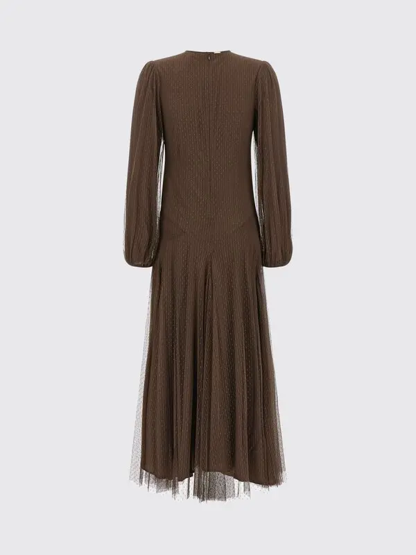 TWINSET Pleated Tulle Midi Ceremonial Dress With Crew Neck