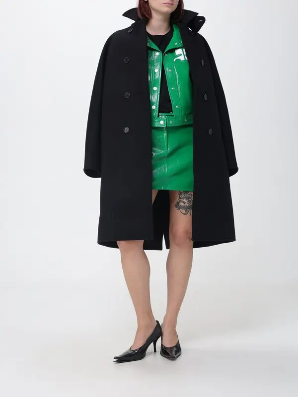 COURREGES Cropped Faux Leather Jacket With Contrast Logo