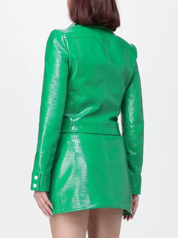 COURREGES Cropped Faux Leather Jacket With Contrast Logo