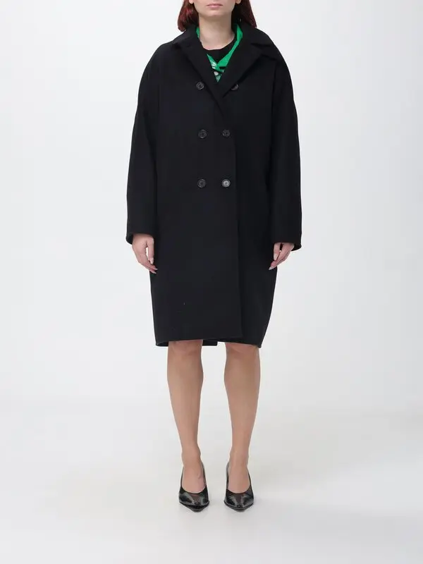 COURREGES Double-breasted Wool Coat With Lapels And Dropped Shoulders