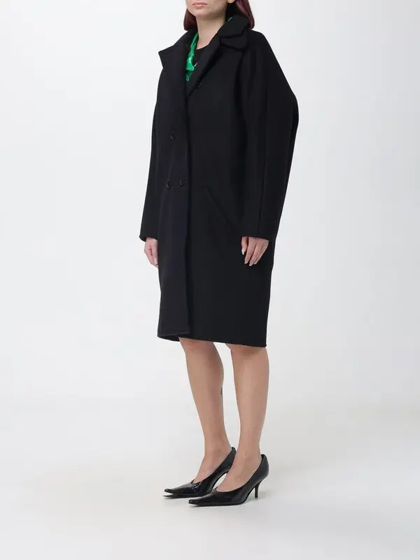 COURREGES Double-breasted Wool Coat With Lapels And Dropped Shoulders