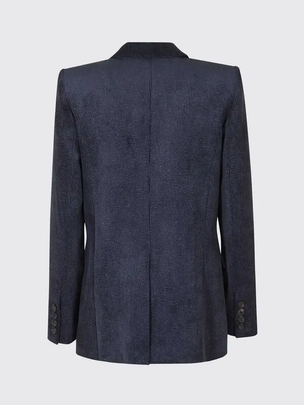 ERMANNO FIRENZE Double-breasted Velvet Blazer With Peak Lapels