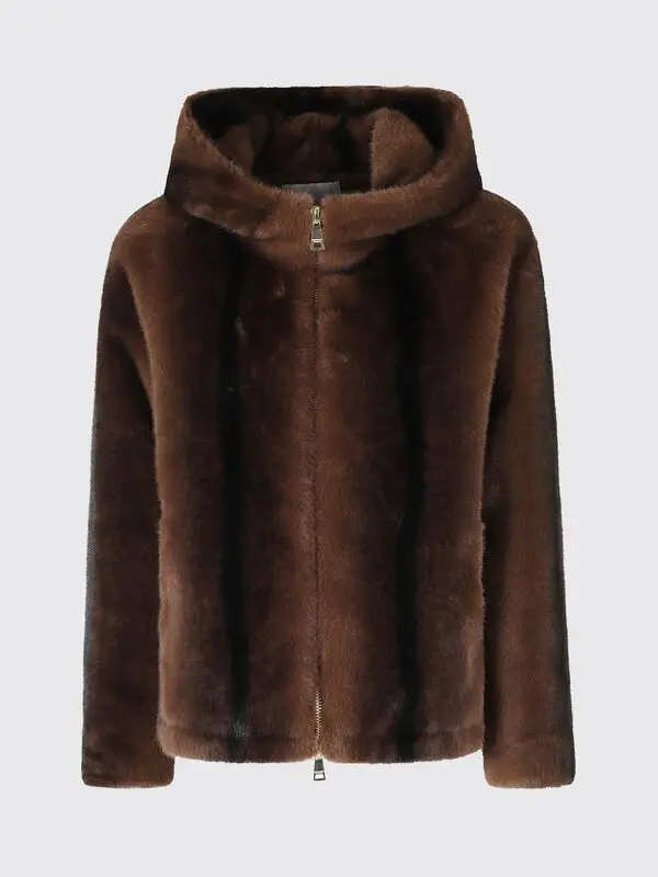 ERMANNO FIRENZE Hooded Faux Fur Jacket With Zip Closure