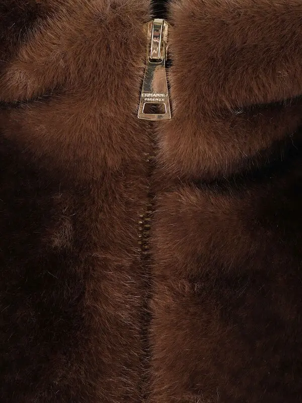 ERMANNO FIRENZE Hooded Faux Fur Jacket With Zip Closure