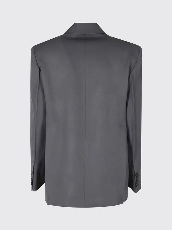 Erika Cavallini Double-breasted Pure Virgin Wool Blazer With Padded Shoulders