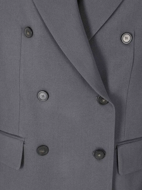 Erika Cavallini Double-breasted Pure Virgin Wool Blazer With Padded Shoulders