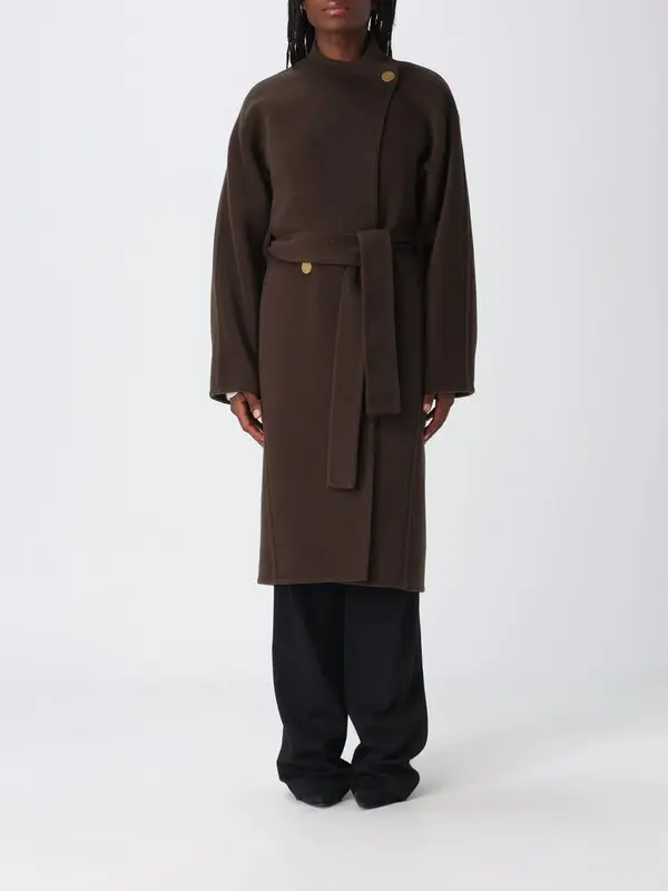 Alberta Ferretti Long Double-breasted Wool Coat With Dropped Shoulders And A Belt
