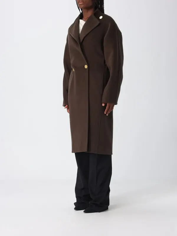 Alberta Ferretti Long Double-breasted Wool Coat With Dropped Shoulders And A Belt