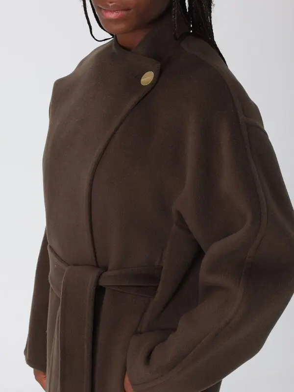 Alberta Ferretti Long Double-breasted Wool Coat With Dropped Shoulders And A Belt
