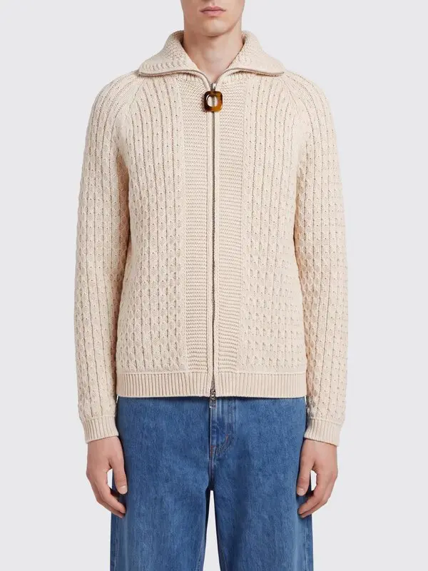 JW Anderson Cotton-blend Zip-up Cardigan With Ribbed Collar And Cuffs