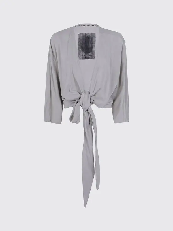 ZIGGY CHEN Draped V-neck Cardigan In Cotton With Tie Fastening