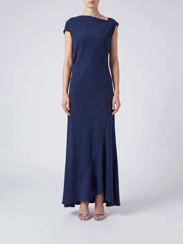 Alberta Ferretti Long Satin Slip Dress For Ceremonies And Events - Blue