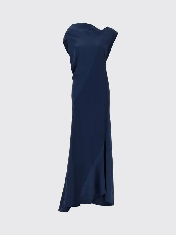 Alberta Ferretti Long Satin Slip Dress For Ceremonies And Events - Blue