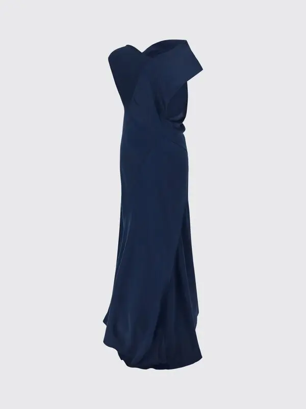 Alberta Ferretti Long Satin Slip Dress For Ceremonies And Events - Blue