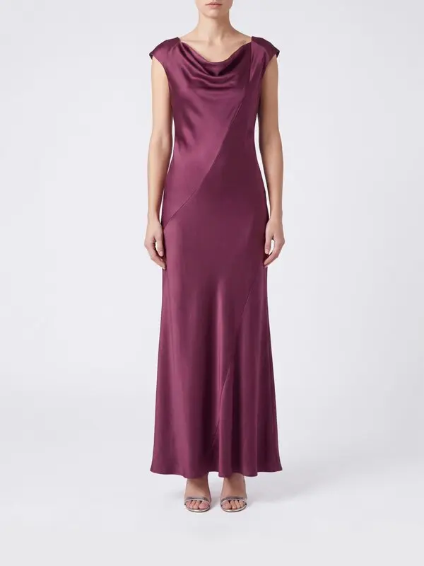 Alberta Ferretti Long Satin Slip Dress - Red