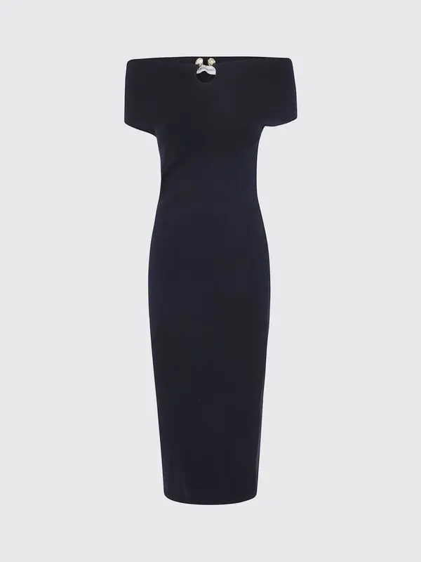Alberta Ferretti Off-the-shoulder Midi Sheath Dress With Back Slit