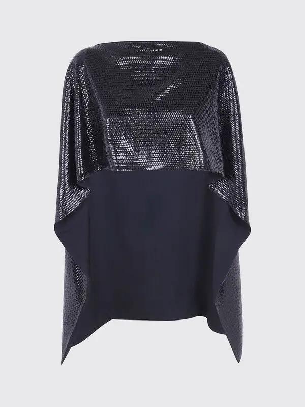 Alberta Ferretti Sequin Cape With Tie Detail - Black