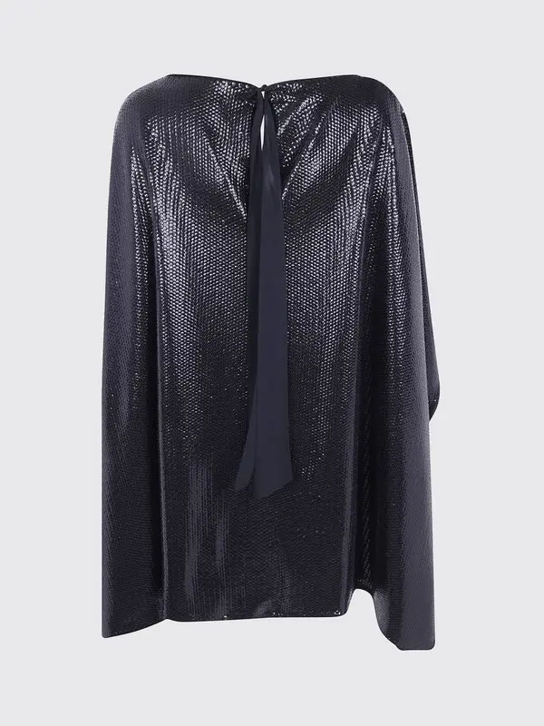 Alberta Ferretti Sequin Cape With Tie Detail - Black