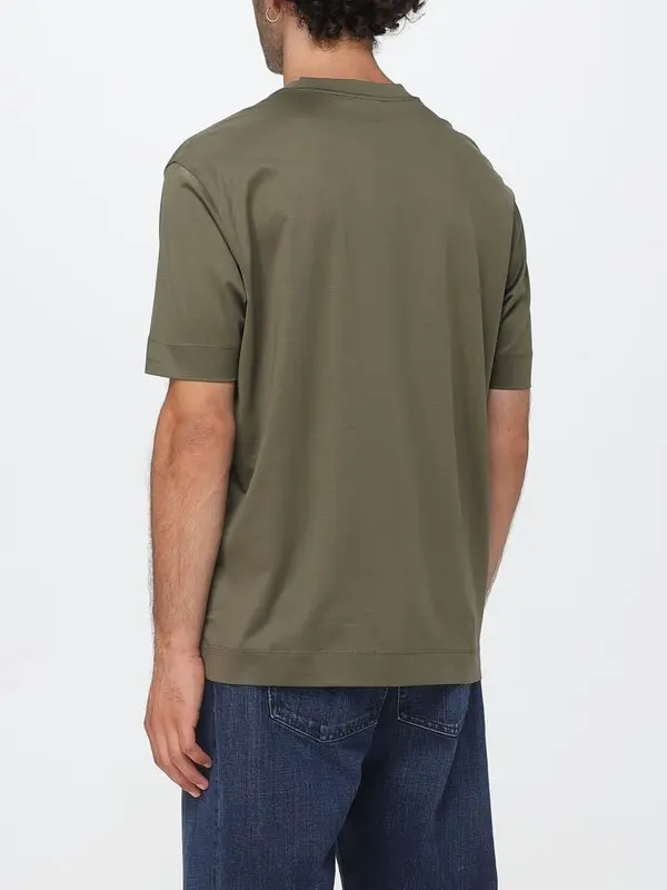 Emporio Armani Lyocell And Cotton Blend T-shirt With Eagle Logo - Green