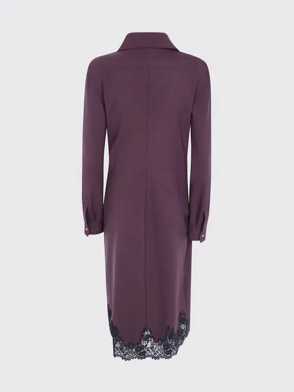 Alberta Ferretti Midi Shirt Dress With Lace Inserts - Red