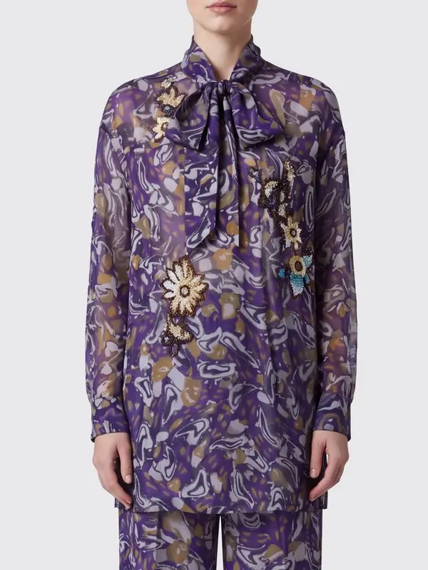 Dries Van Noten Embellished Printed Shirt - Pink