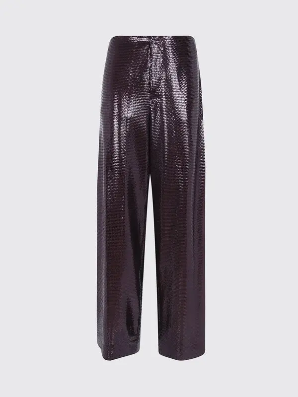 Alberta Ferretti High-waisted Palazzo Trousers With Rhinestone Embellishments - Brown