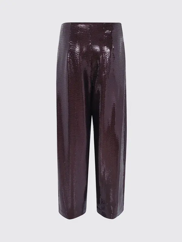 Alberta Ferretti High-waisted Palazzo Trousers With Rhinestone Embellishments - Brown