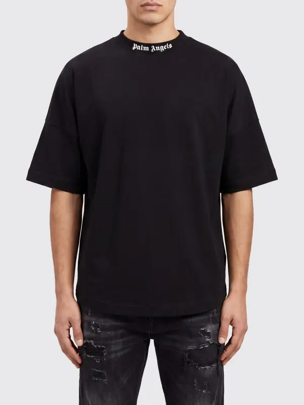 Palm Angels Relaxed Fit Cotton T-shirt With Contrasting Logo