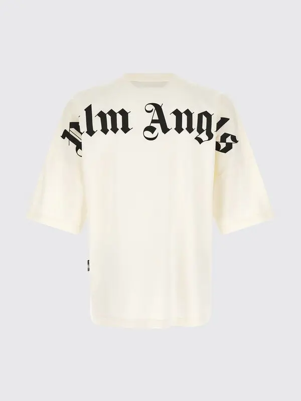 Palm Angels Relaxed Fit Cotton T-shirt With Contrasting Logo - White