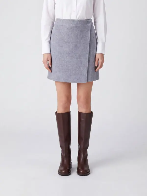 SEMICOUTURE High-waisted Wool Wrap Miniskirt - Grey