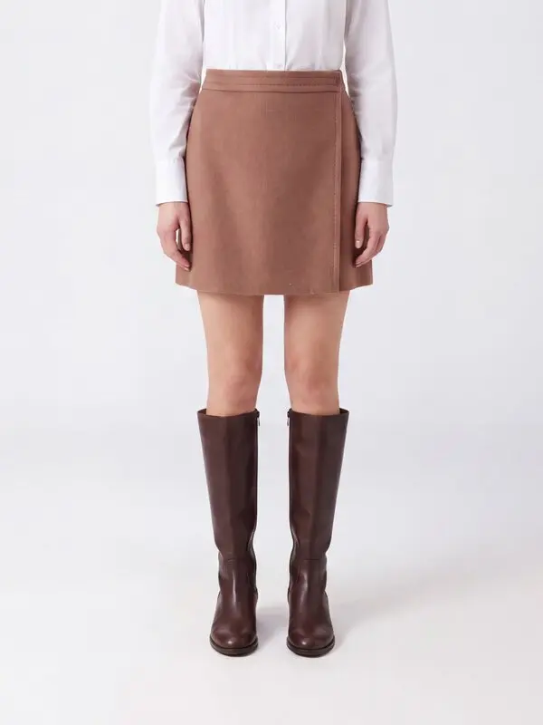 SEMICOUTURE High-waisted Wool Wrap Miniskirt - Red