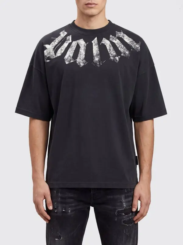 Palm Angels Relaxed Fit Graffiti Logo Print Cotton T-shirt