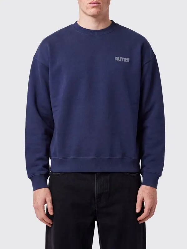 AUTRY Cotton Crewneck Jumper With Contrast Logo - Grey 2