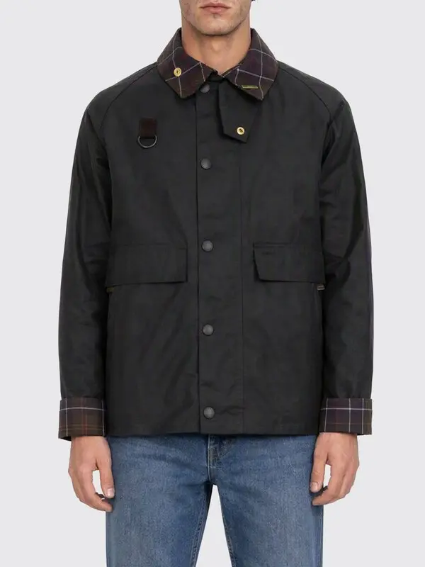 Barbour Spey Waxed Cotton Jacket With Corduroy Collar - Green