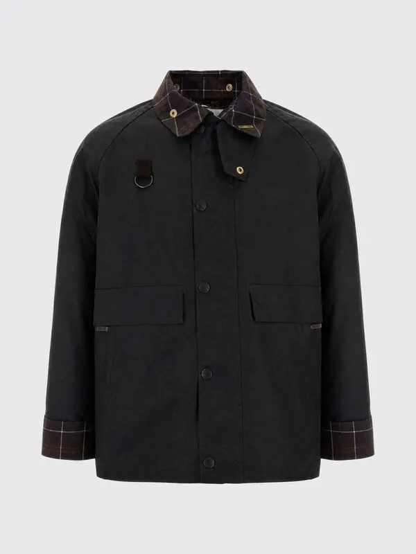 Barbour Spey Waxed Cotton Jacket With Corduroy Collar - Green