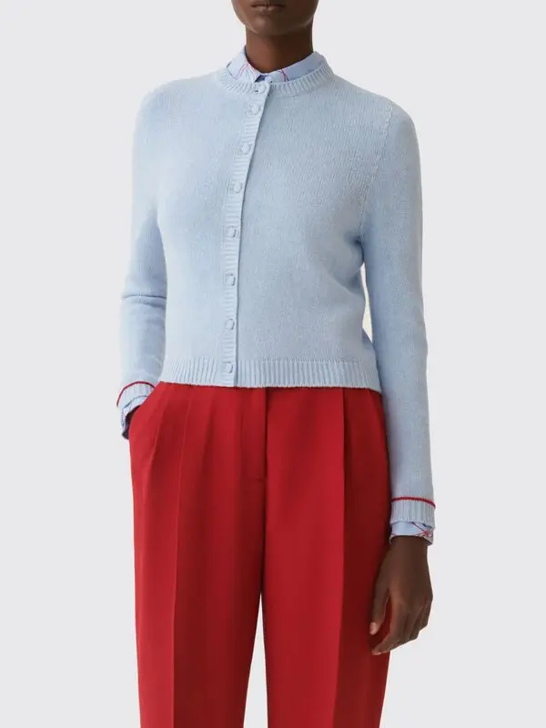 Fabiana Filippi Virgin Wool, Silk, And Cashmere Blend Crewneck Cardigan - Gnawed Blue