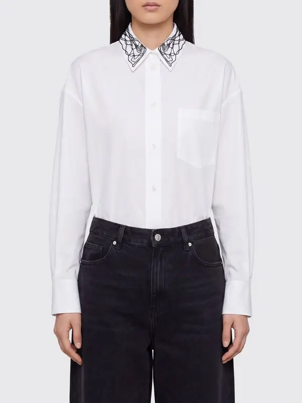 Fabiana Filippi Button-up Shirt With Embroidered Collar - White