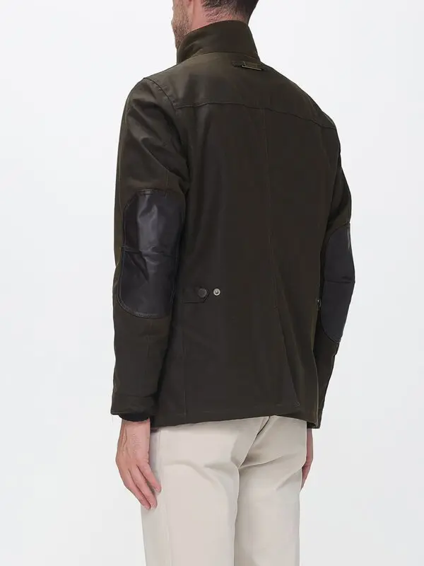 Barbour Waxed Cotton Jacket With High Neck And Patch Pockets