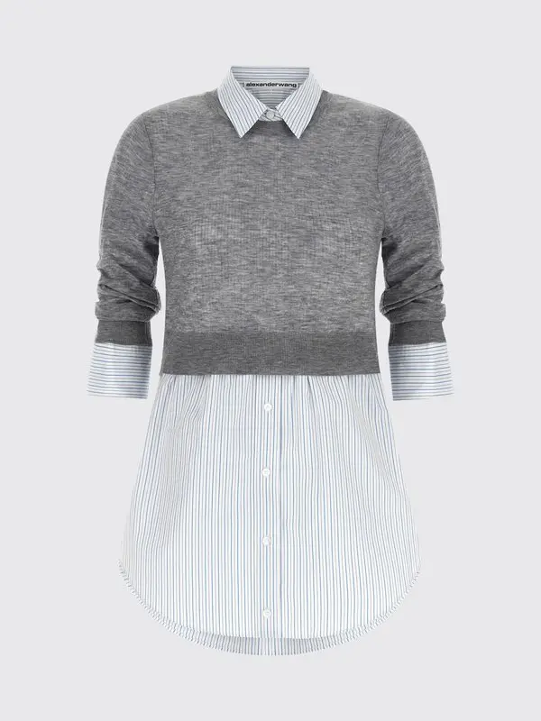 Alexander Wang Slim Fit Bi Double-layer Shirt In Wool And Cotton