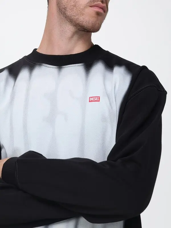 DIESEL® Crewneck Cotton Sweatshirt With Abstract Logo Print