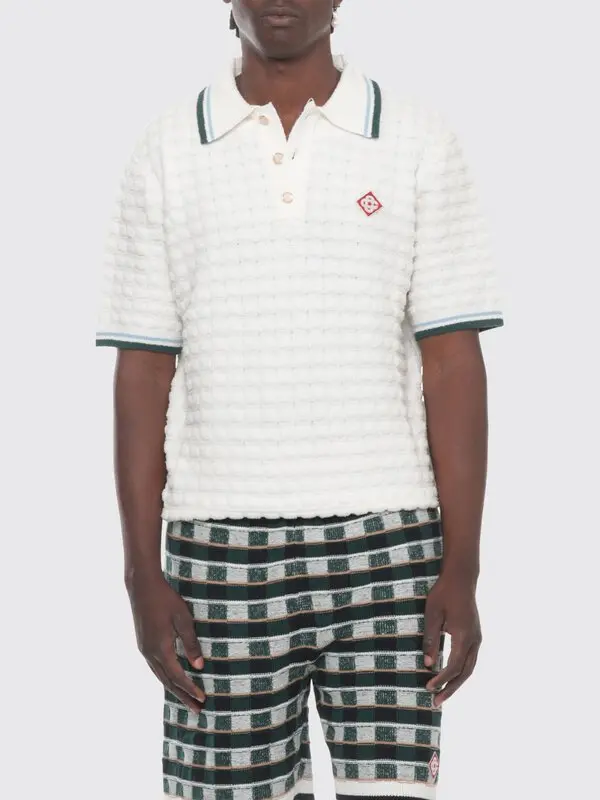 Casablanca Short-sleeved Knitted Wool Polo Shirt With Embroidered Logo