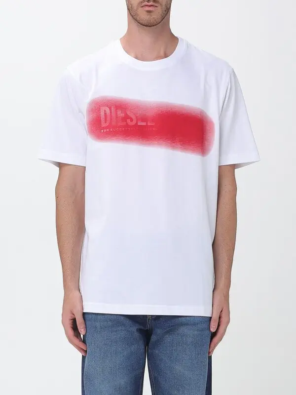 DIESEL® Relaxed Fit Crewneck Cotton T-shirt With Contrasting Logo Print