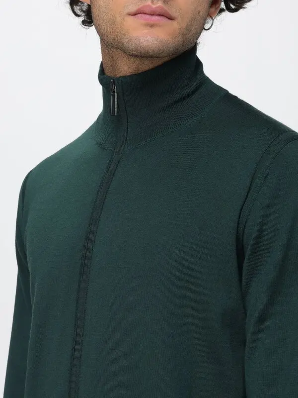 PAOLO PECORA High-neck Merino Wool Zip Cardigan - Green